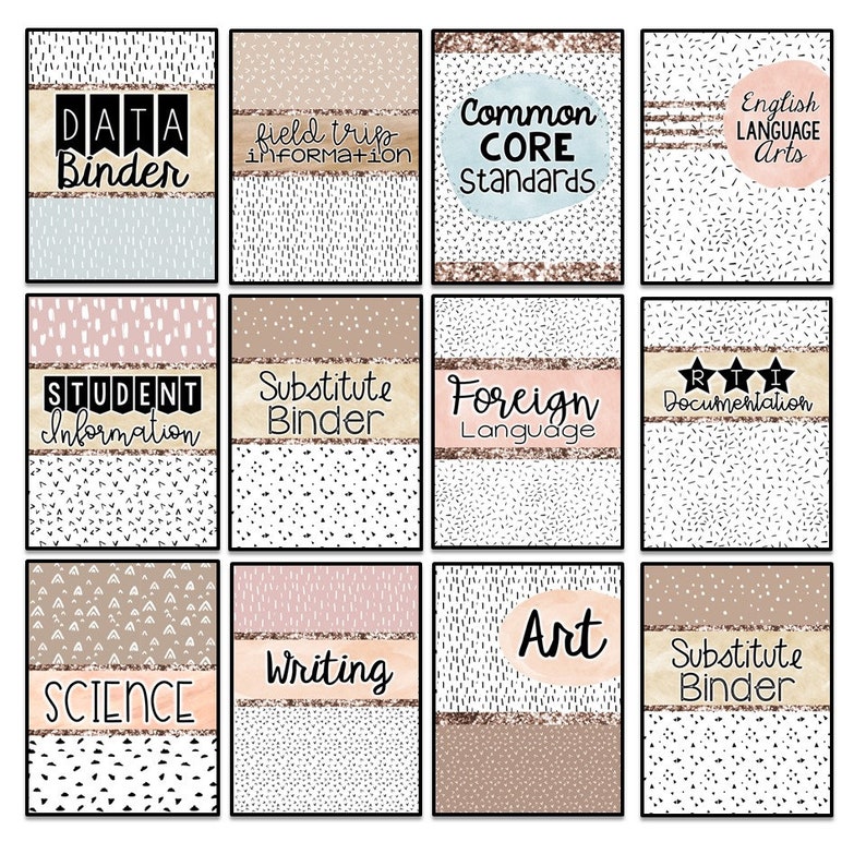 Editable Binder Covers and Spines Neutral Boho Classroom - Etsy