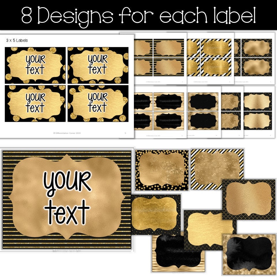 Editable Black and Gold Classroom Labels Black and Gold Classroom Decor ...