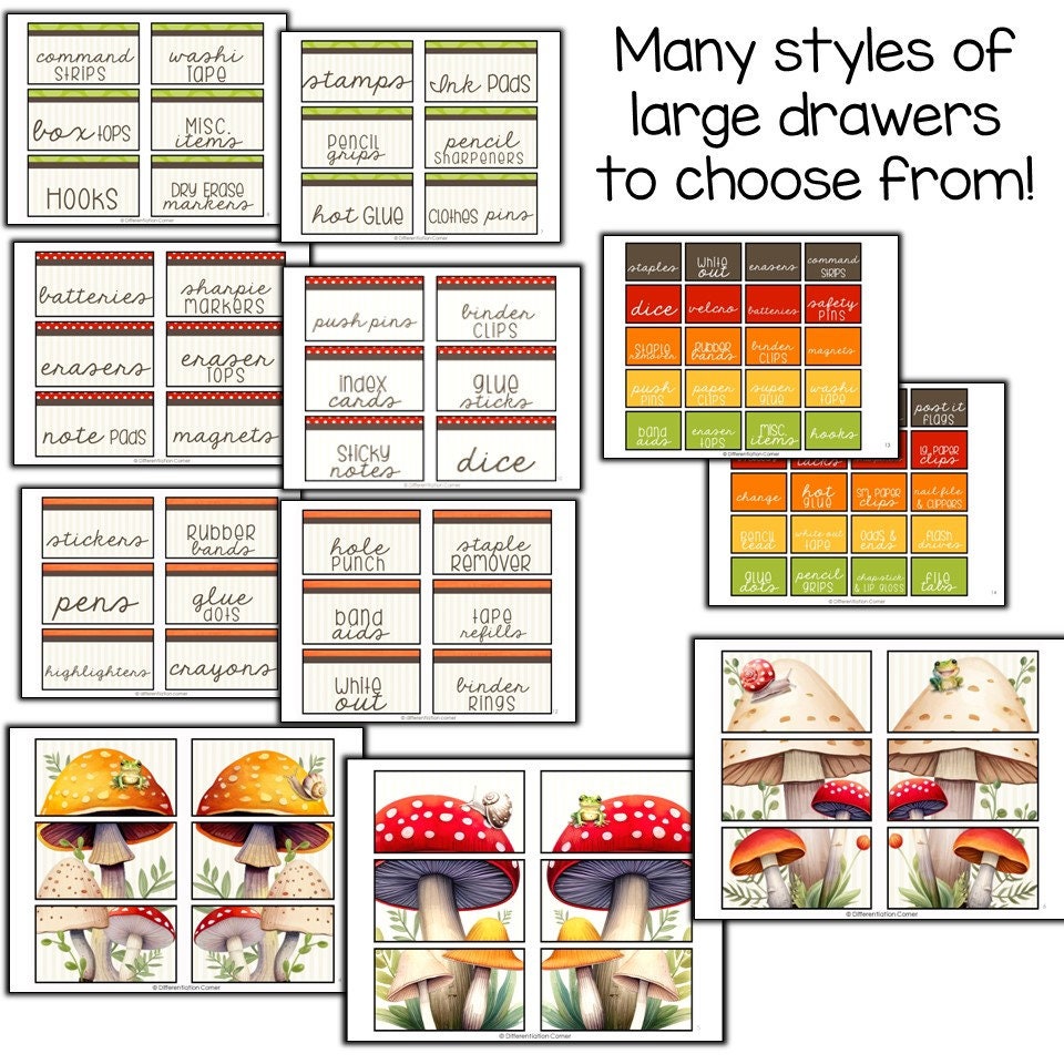 Mushroom Teacher Tool Box Labels Retro Classroom Decor Teacher Toolbox ...