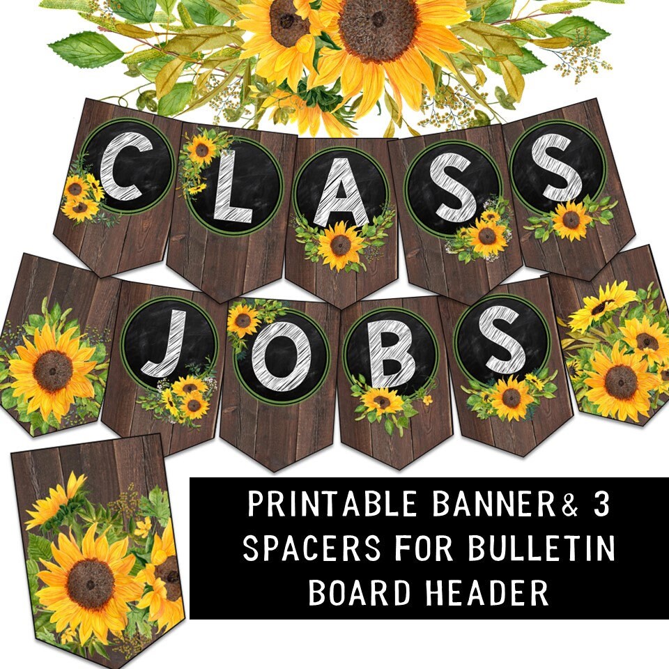 Editable Classroom Jobs Chart Template Sunflower Farmhouse Classroom ...
