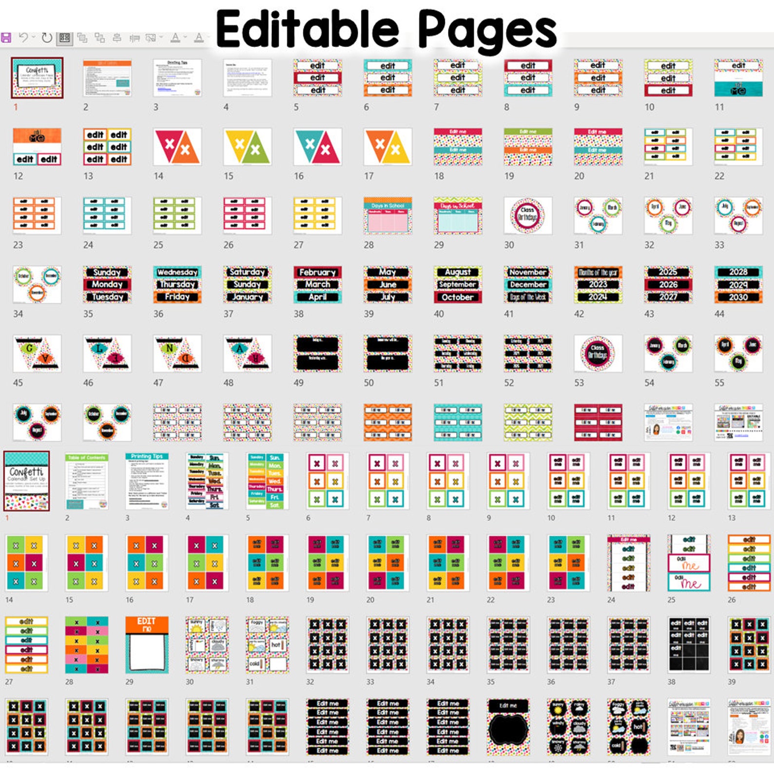 Classroom Calendar & Weather Display Set | Confetti Rainbow Classroom ...