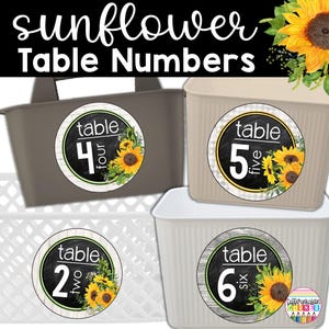 PRINTABLE Table Numbers | Sunflower Farmhouse Classroom Decor Classroom ...