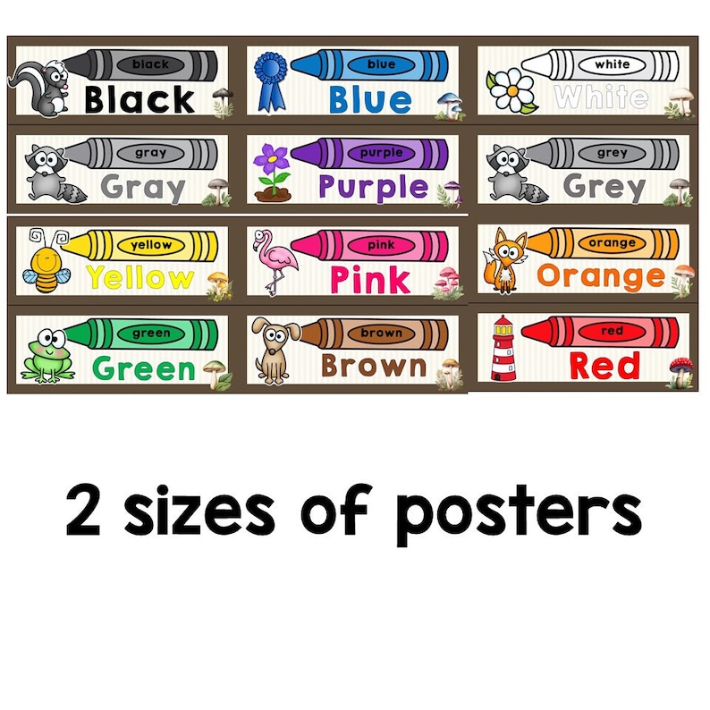 PRINTABLE Color Words Posters Pack Mushroom Retro Classroom Decor ...