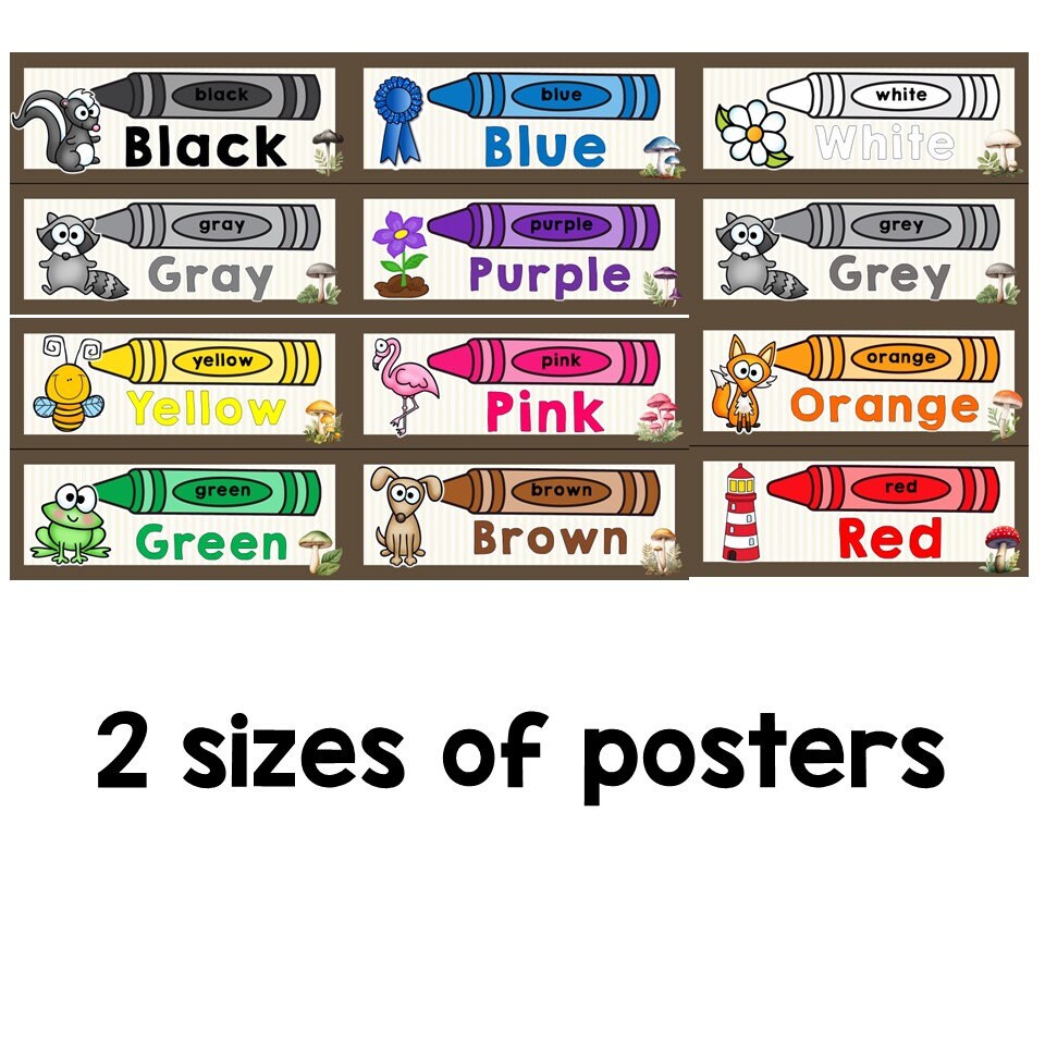 PRINTABLE Color Words Posters Pack Mushroom Retro Classroom Decor ...