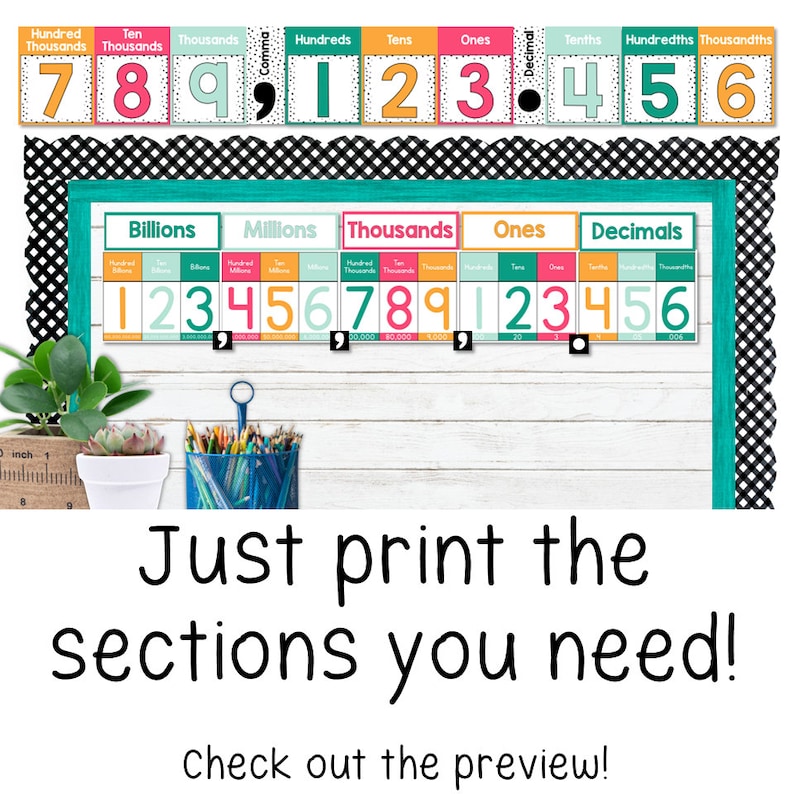 Place Value Chart Posters Place Value Wall Display Tropical Classroom ...