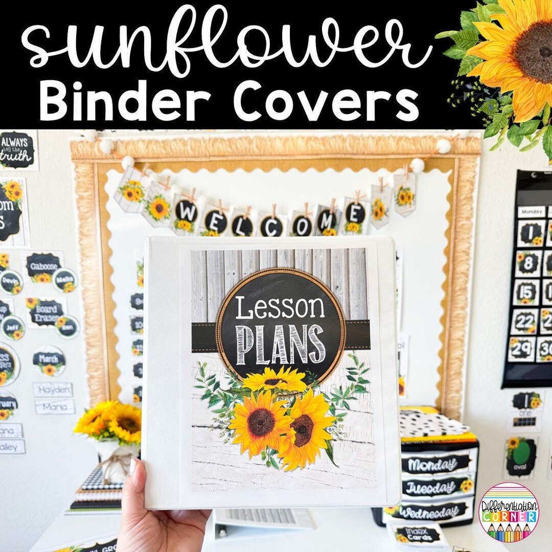 Editable Binder Covers and Spines | Sunflower Farmhouse Classroom Decor ...