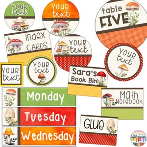 Editable Mushroom Classroom Labels Mushroom Retro Classroom Decor ...