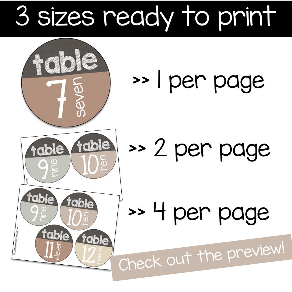 PRINTABLE Boho Table Numbers Neutral Classroom Decor - Etsy