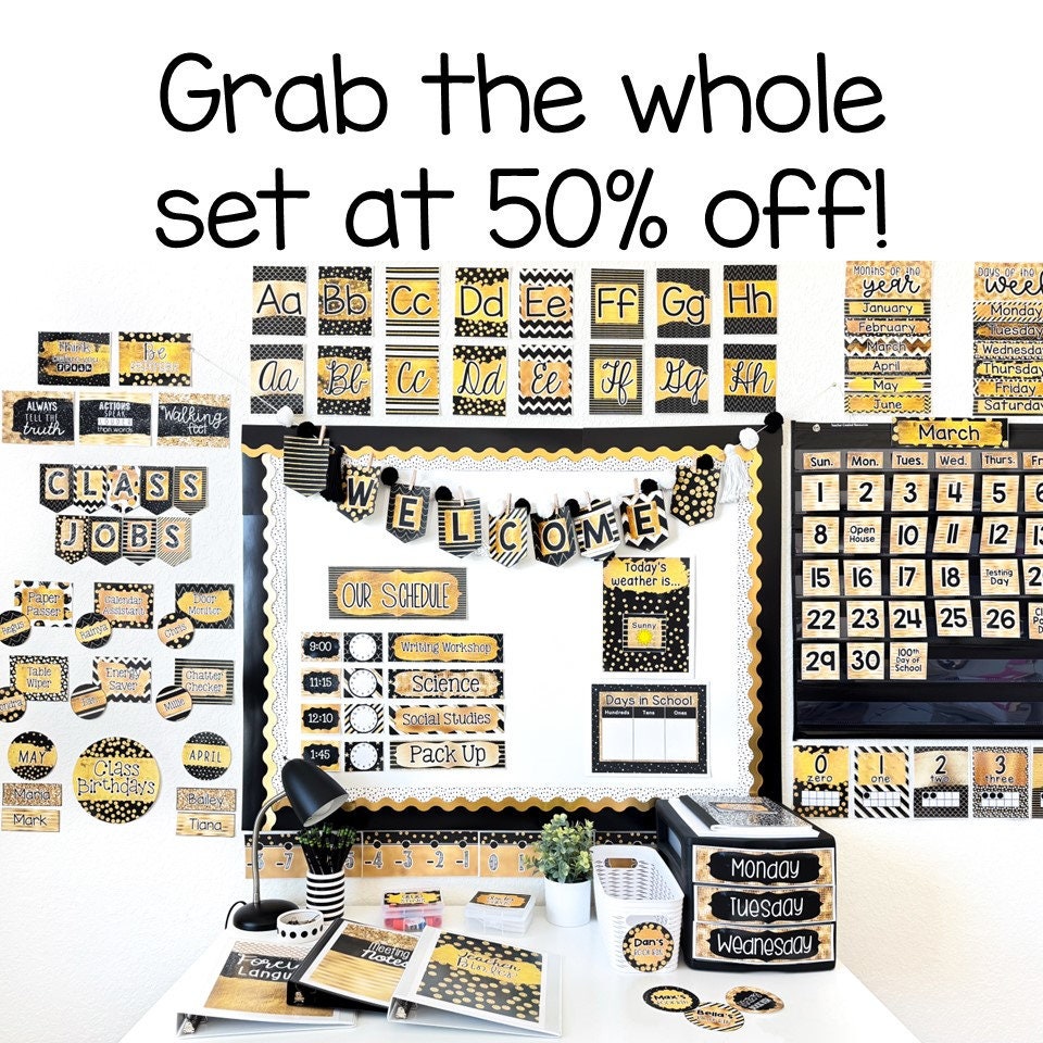 PRINTABLE Shape Posters Charts Black and Gold Classroom Decor 2D and 3D ...