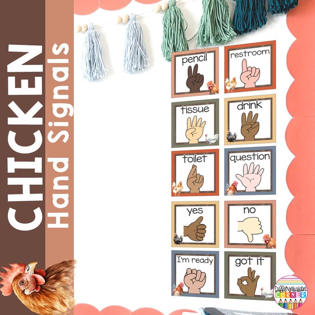 Classroom Hand Signal Posters Chicken Farm Classroom Decor Editable ...