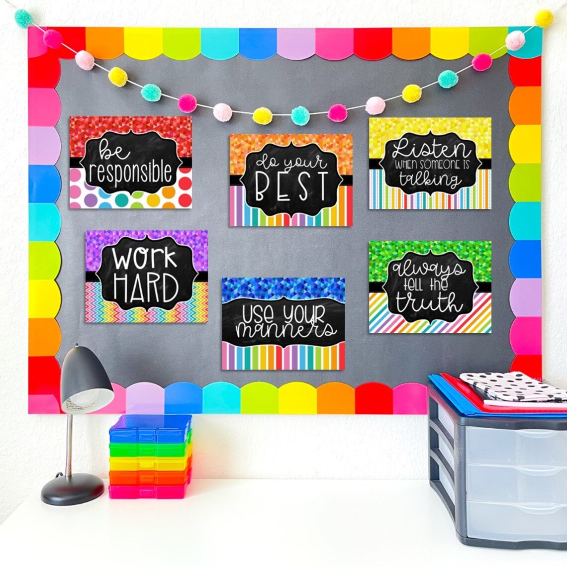 Editable Rainbow Classroom Rules Posters Rainbow Classroom Decor ...
