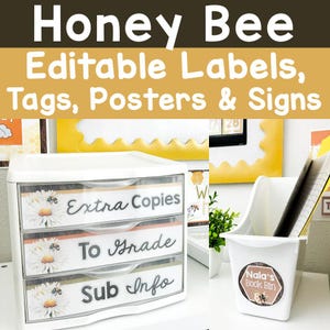 Editable Bee Classroom Labels Bee Themed Classroom Decor Classroom ...