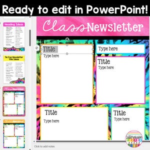 Editable Classroom Newsletter Template | Tie Dye Retro Classroom Decor ...