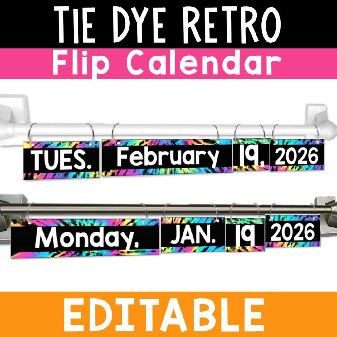 Flip Calendar for Classroom Colorful Theme Classroom Editable Flip ...