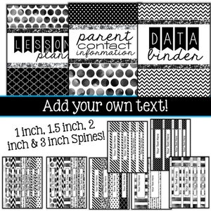 Editable Binder Covers and Spines Black and White Classroom Decor Black ...