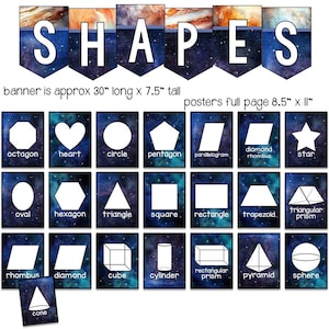 PRINTABLE Shape Posters Charts Space Classroom Decor 2D and 3D Shapes ...