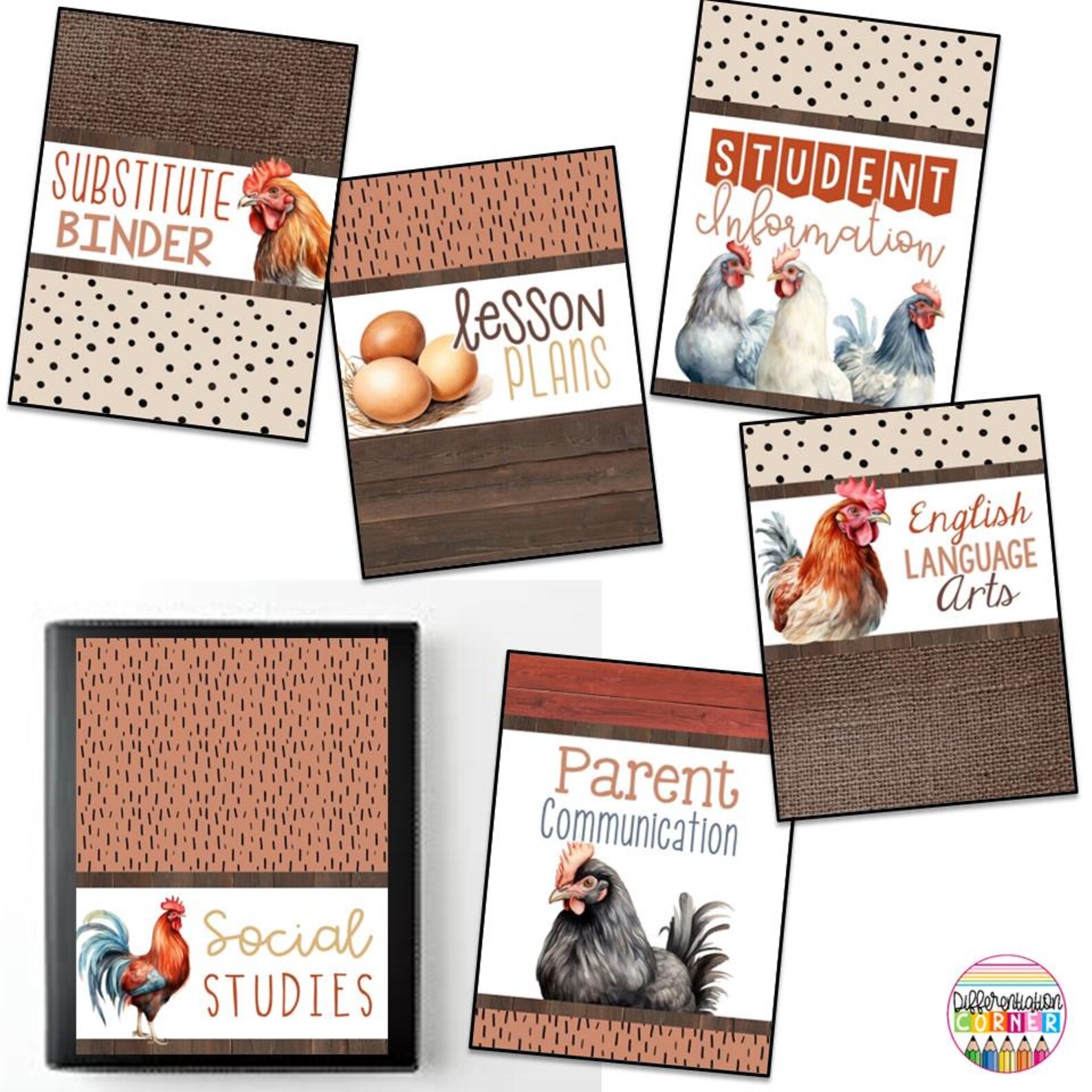 Editable Chicken Binder Covers and Spines Farmhouse Classroom Decor ...