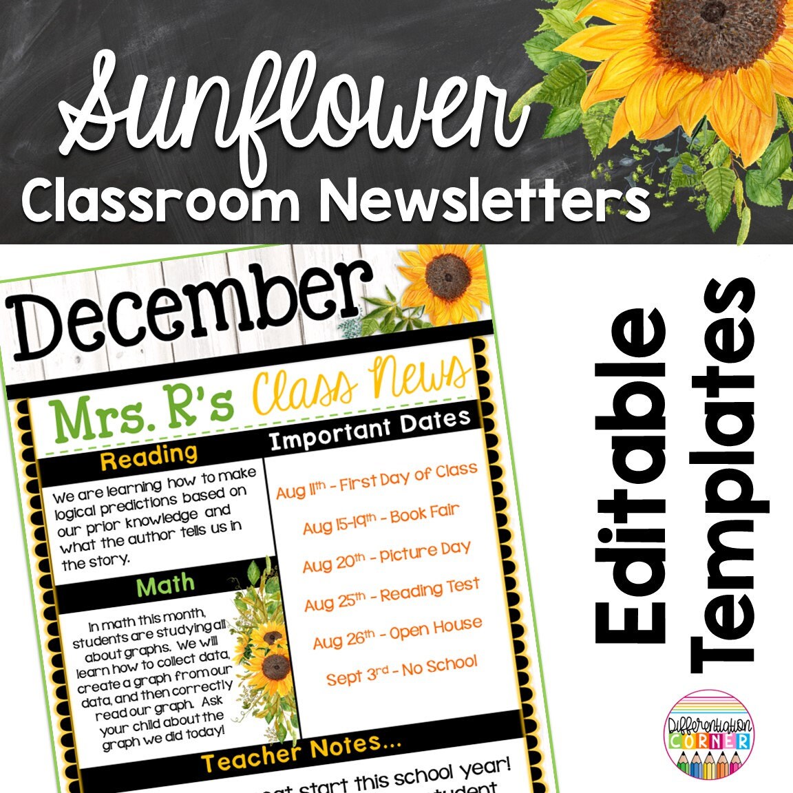 Editable Classroom Newsletter Template Sunflower Farmhouse - Etsy