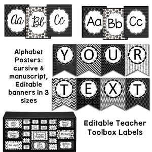 Modern Black and White Classroom Decor Bundle Classroom Bulletin Board ...