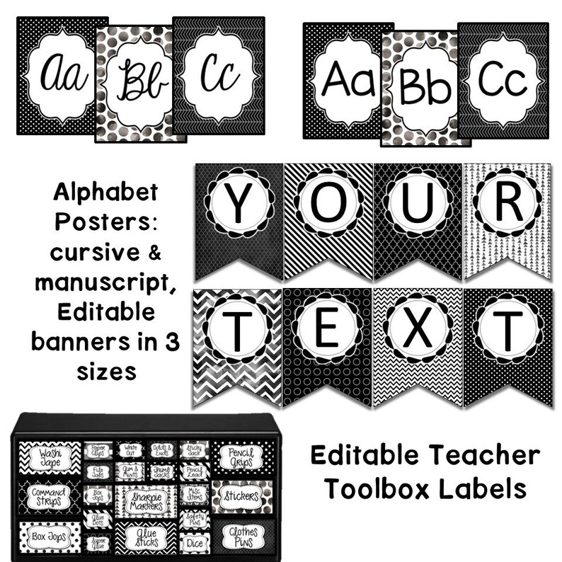 Modern Black and White Classroom Decor Bundle Classroom - Etsy
