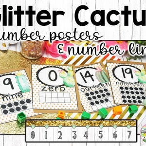 Number Posters 0-30 Number Line With Negative Numbers Cactus - Etsy