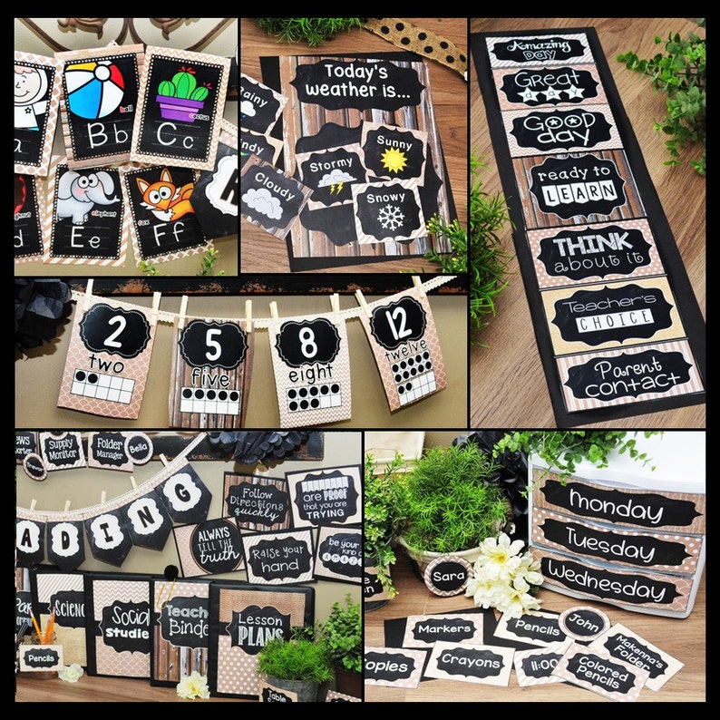 Farmhouse Neutral Classroom Decor Bundle Classroom Bulletin - Etsy