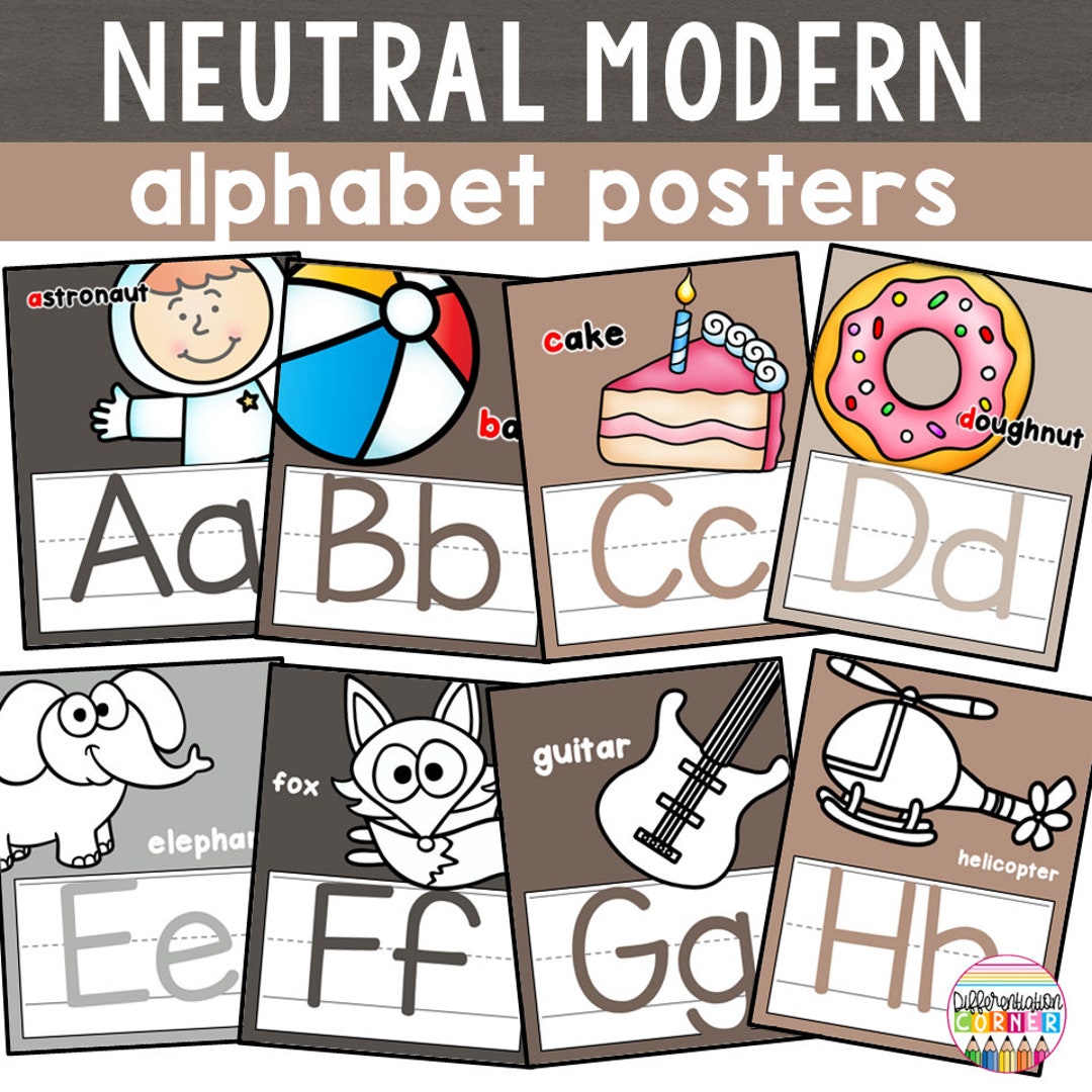Alphabet Posters With Pictures for the Classroom | Neutral Boho ...