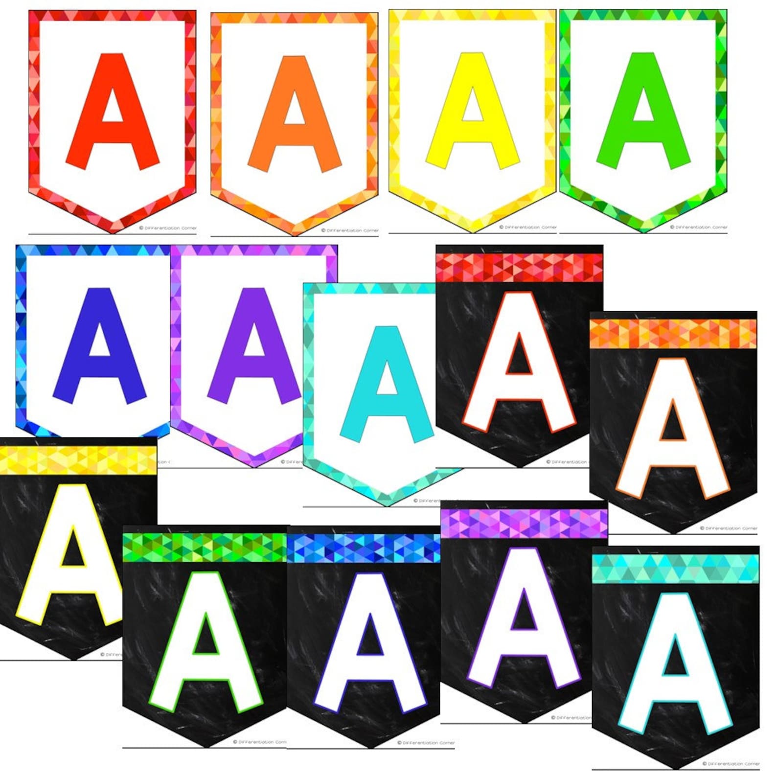 Editable Rainbow Bunting Bulletin Board Banner Letters Rainbow ...