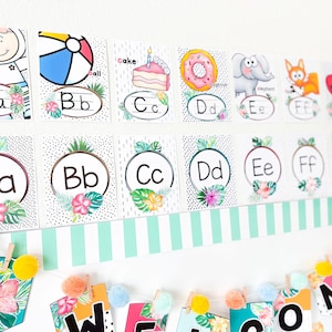 Modern Tropical Classroom Decor Bundle | Signs, Posters, Bulletin ...