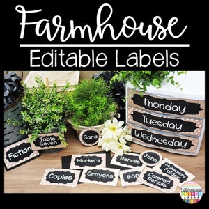 Editable Farmhouse Neutral Classroom Labels Neutral Farmhouse Classroom ...