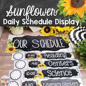 Editable Daily Schedule Cards Sunflower Farmhouse Classroom Decor ...