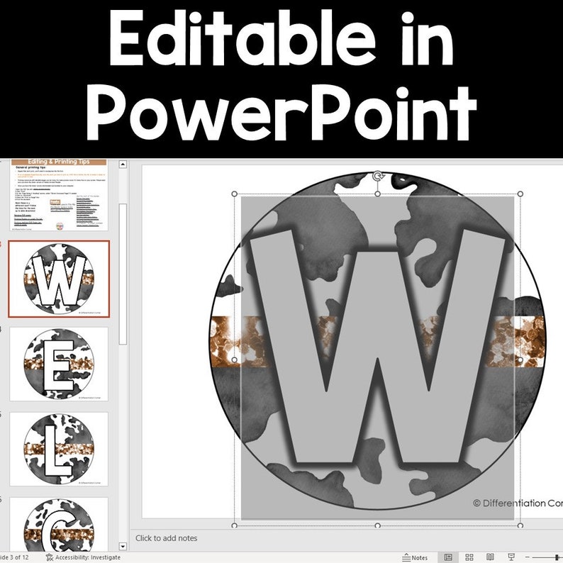 PRINTABLE Welcome Banner Farmhouse Cow Print Classroom Decor editable ...