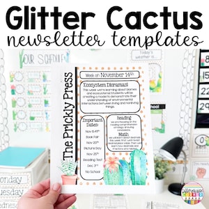 Editable Classroom Newsletter Template Cactus Classroom Decor Monthly ...