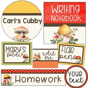 Editable Mushroom Classroom Labels Mushroom Retro Classroom Decor ...