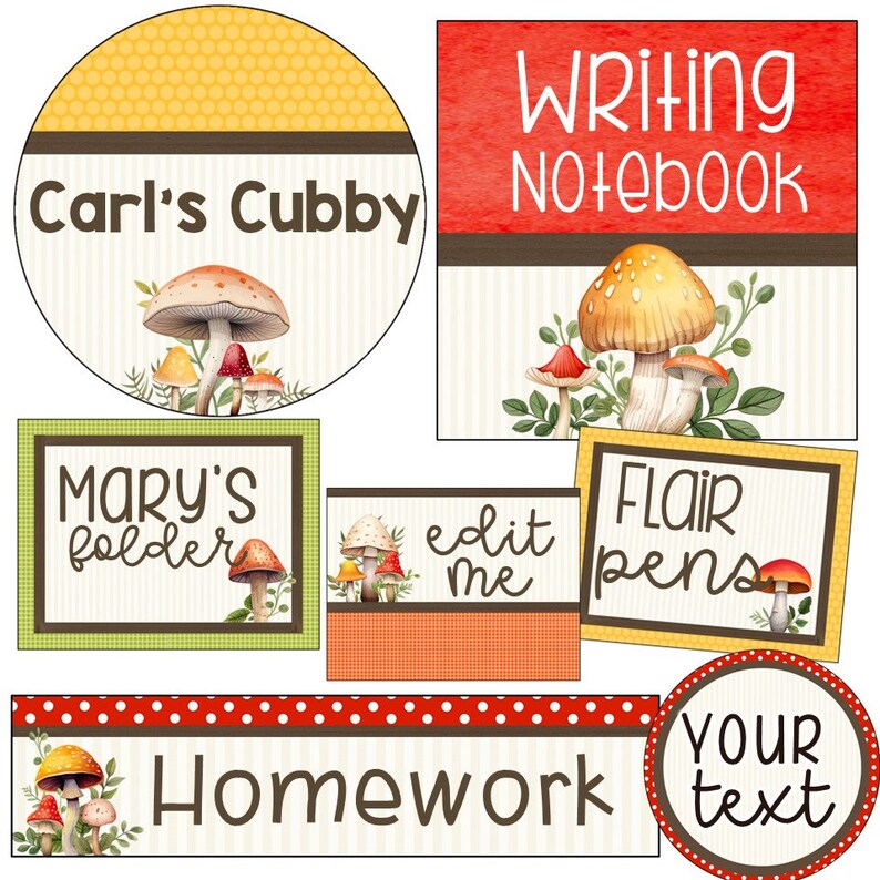 Editable Mushroom Classroom Labels Mushroom Retro Classroom Decor ...