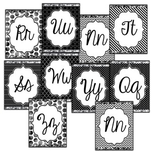 Alphabet Posters Classroom Black and White Classroom Decor Alphabet ...