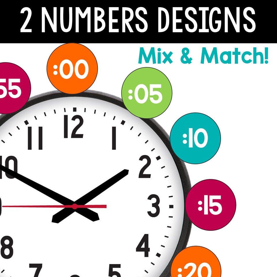 PRINTABLE Confetti Rainbow Clock Label Numbers in 5 Minute - Etsy