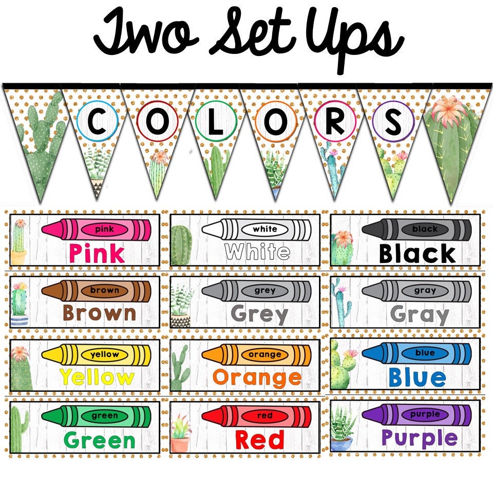 PRINTABLE Color Posters Pack Succulent Cactus Classroom - Etsy