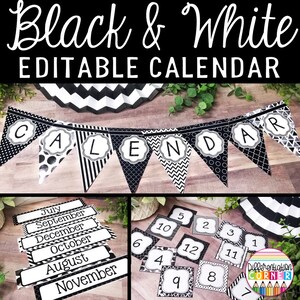 Black and White Classroom Calendar & Weather Display Set - Etsy