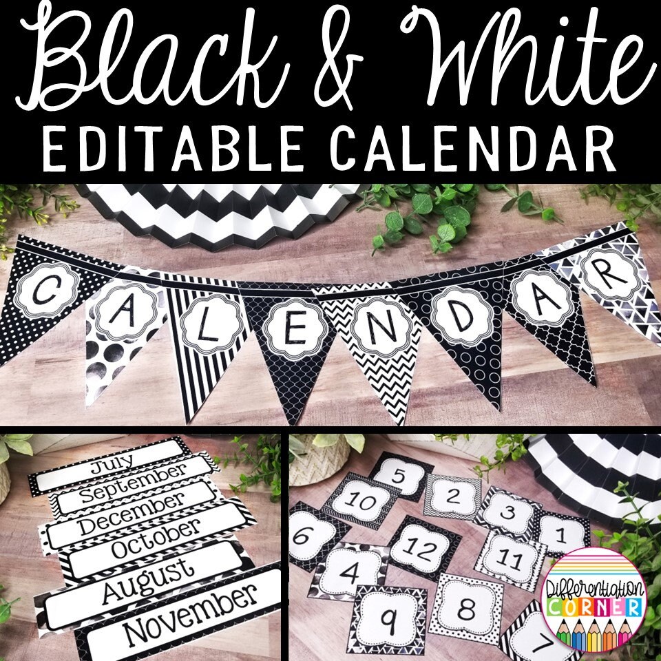 Black and White Classroom Calendar & Weather Display Set - Etsy