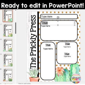 Editable Classroom Newsletter Template Cactus Classroom Decor Monthly ...