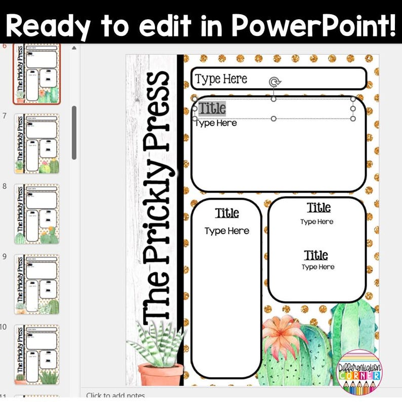Editable Classroom Newsletter Template Cactus Classroom Decor Monthly ...