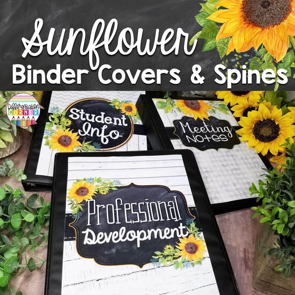 Editable Binder Covers and Spines Sunflower Farmhouse - Etsy