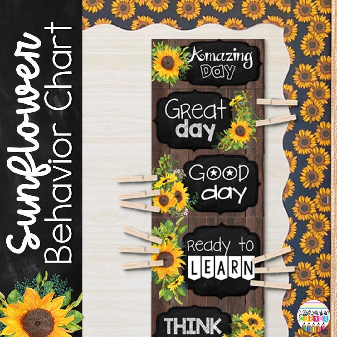 Printable Behavior Clip Chart, Sunflower Modern Farmhouse Classroom ...