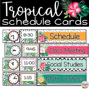 Editable Daily Schedule Cards Tropical Classroom Decor Tropical ...