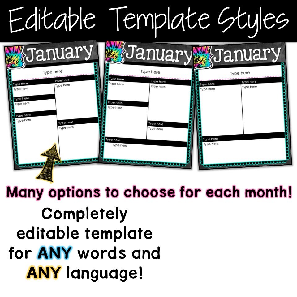 Editable Classroom Newsletter Template Tie Dye Retro Classroom Decor ...