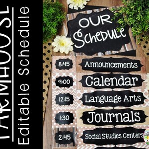 Editable Daily Schedule Cards Farmhouse Classroom Decor - Etsy