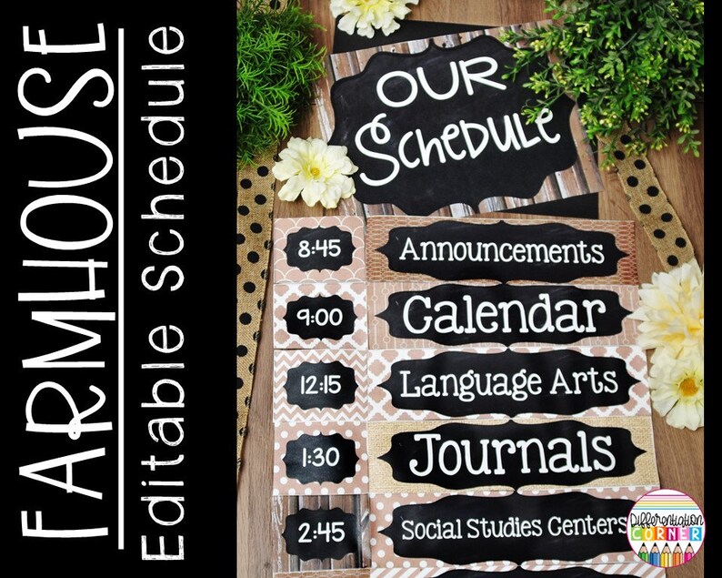 Editable Daily Schedule Cards Farmhouse Classroom Decor - Etsy