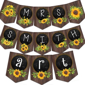 Editable Bunting Bulletin Board Banner Letters Sunflower - Etsy