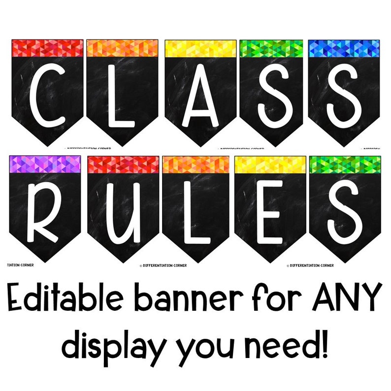 Editable Rainbow Classroom Rules Posters Rainbow Classroom Decor ...